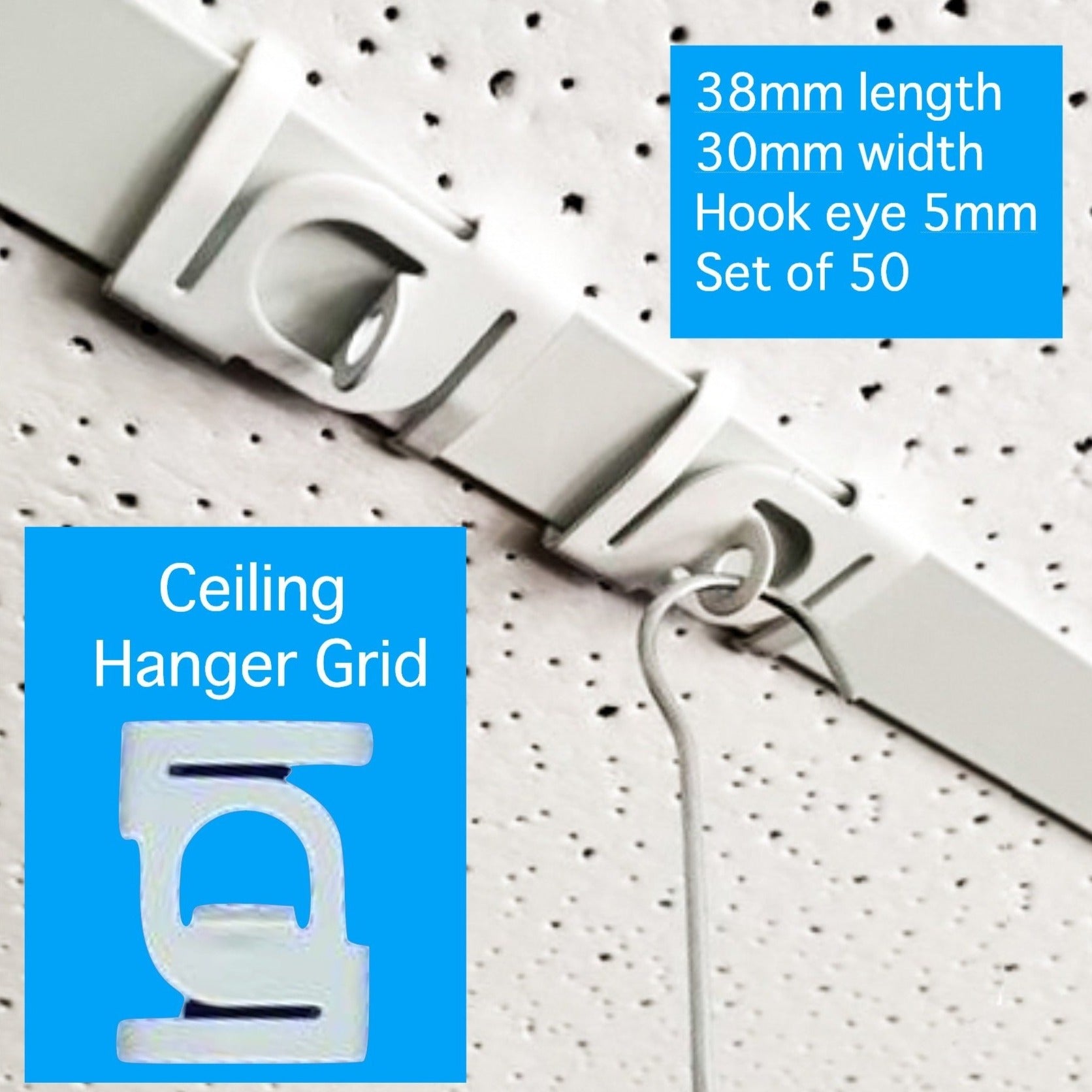50 x Metal Ceiling Hanger Grid Twist Clip Hook for Rail Suspended Ceil